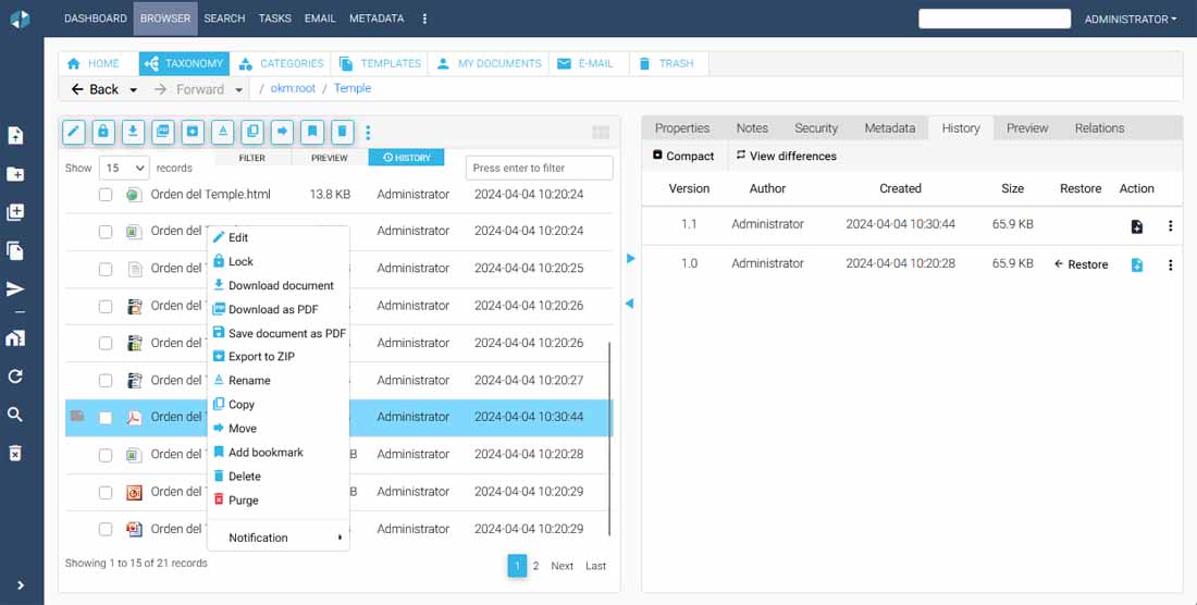 Screenshots OpenKM
